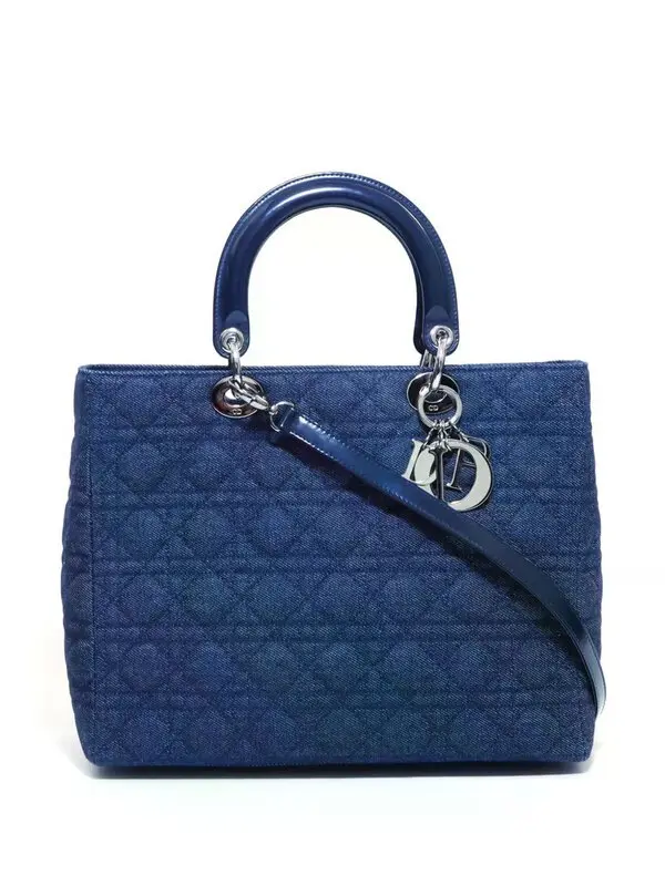 Dior 2000 Large Cannage Lady Two-way Handbag - Blue