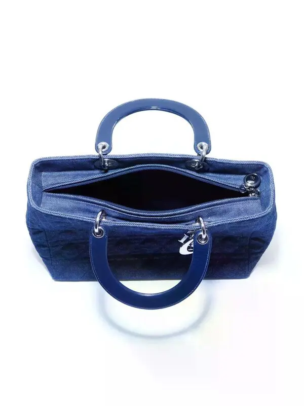 Dior 2000 Large Cannage Lady Two-way Handbag - Blue