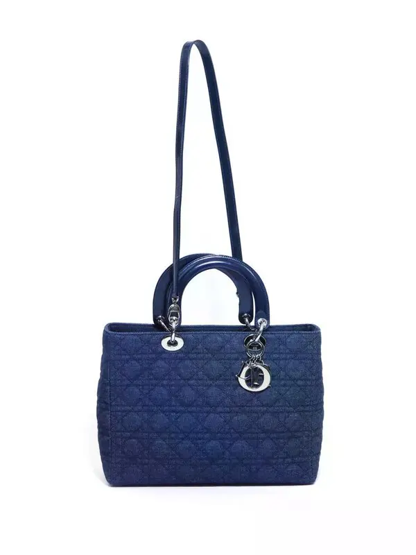 Dior 2000 Large Cannage Lady Two-way Handbag - Blue