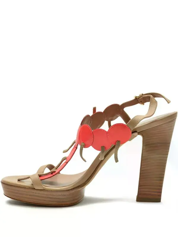 SERGIO ROSSI 100mm Cherry Leather Sandals - Neutrals
