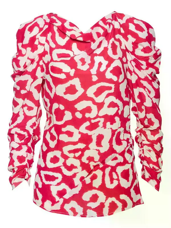 ISABEL MARANT VINTAGE Puff-sleeved Leopard Blouse - Pink