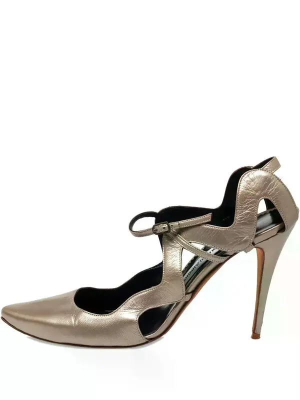Manolo Blahnik Cut-out Metallic Sandals
