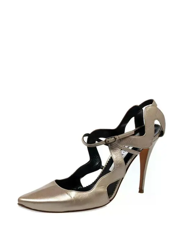 Manolo Blahnik Cut-out Metallic Sandals
