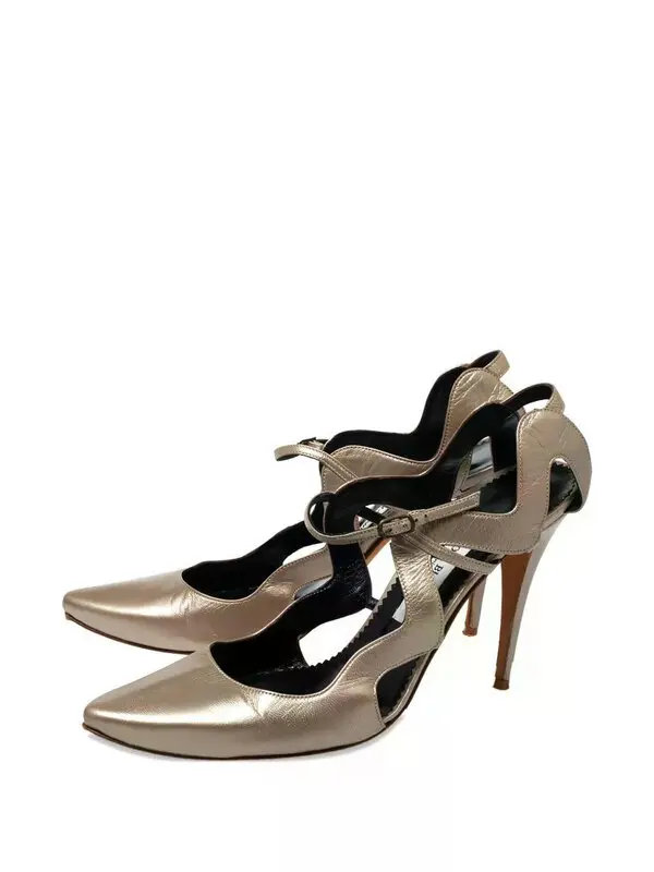 Manolo Blahnik Cut-out Metallic Sandals