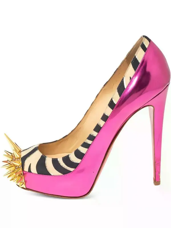 CHRISTIAN LOUBOUTIN 135mm Spiked Zebra-print Pumps - Pink
