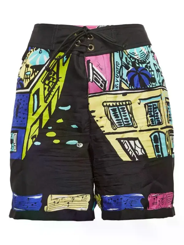 Emilio Pucci Printed Silk Shorts - Black