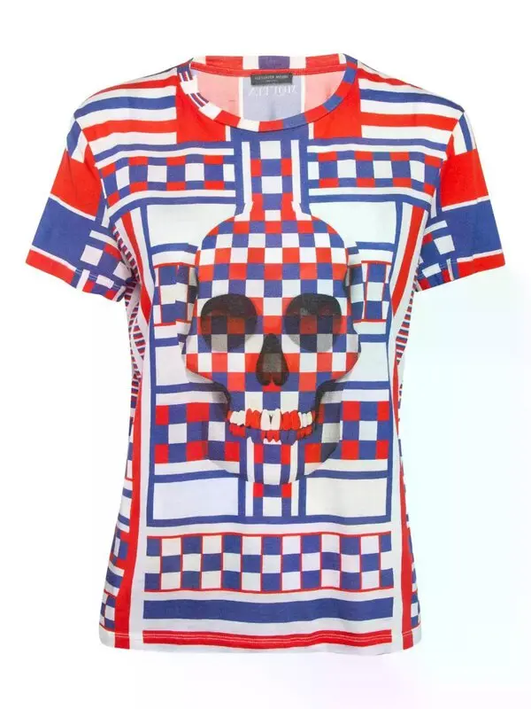 Alexander McQueen Skull-print Checkered T-shirt