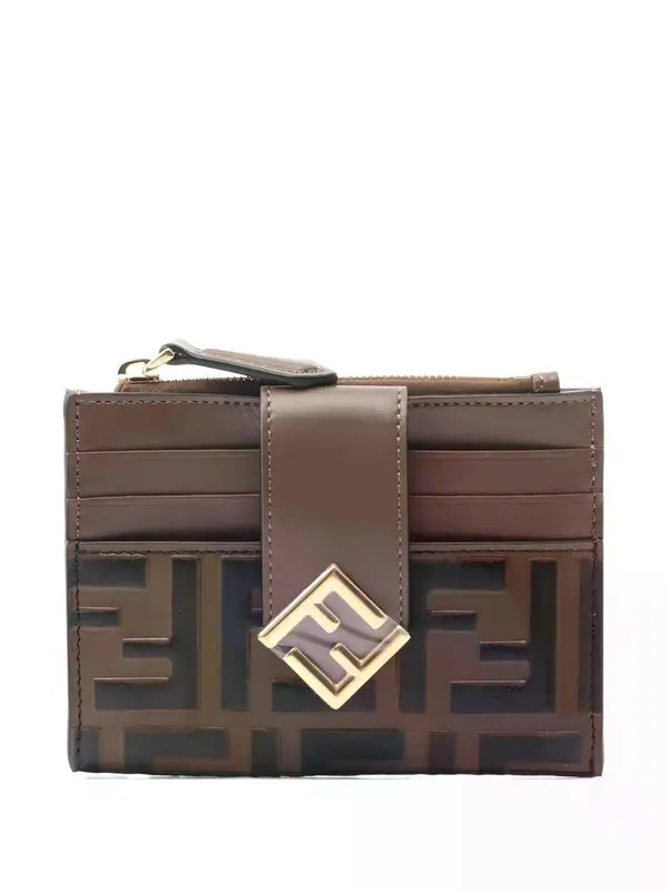 Fendi 2020s Ff Diamonds Zip Card Holder - Brown