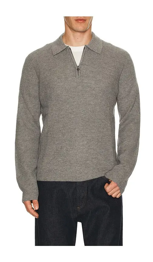 Rails Monty Quarter Zip Polo In Grey