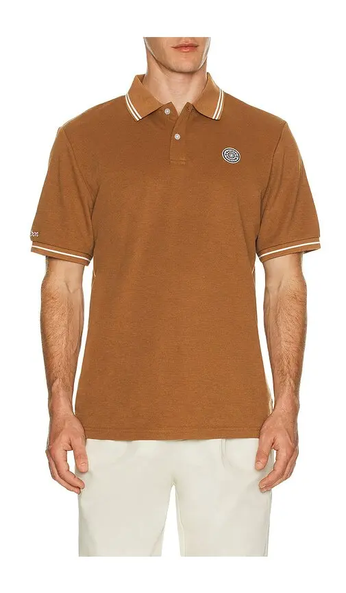 MALBON Fairway Applique Pique Polo In Tan - British Tan