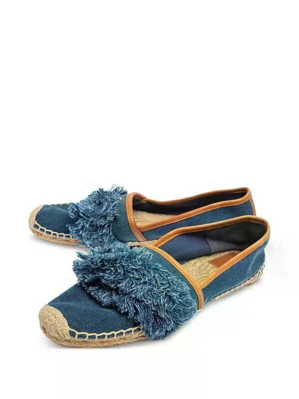 Tory Burch Fringed Denim Flats