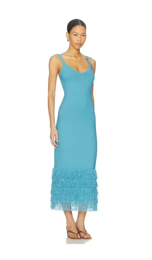 AMUR Decker Fringe Midi Dress