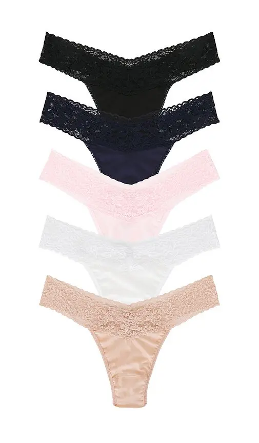Hanky Panky Supima? Cotton Organic Thong 5 Pack In Black,pink - White  Chai  Bliss Pink  Navy & Black