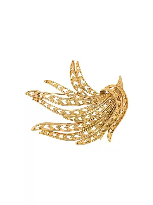 SUSAN CAPLAN Textured Leaf Brooch - Gold