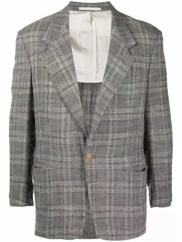 Versace 1980s Notched Lapels Checked Blazer
