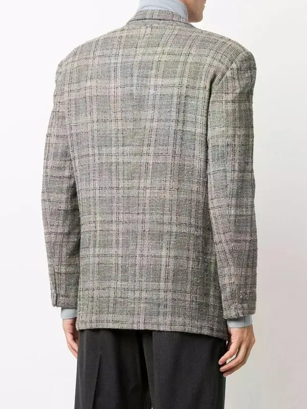 Versace 1980s Notched Lapels Checked Blazer
