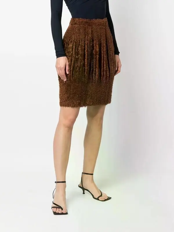 Issey Miyake 2000s Brushed-effect Pleated Skirt