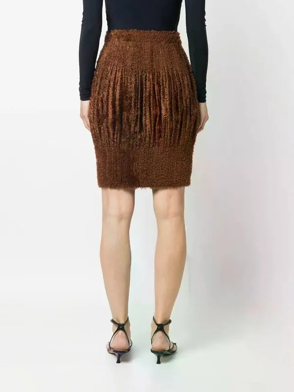 Issey Miyake 2000s Brushed-effect Pleated Skirt