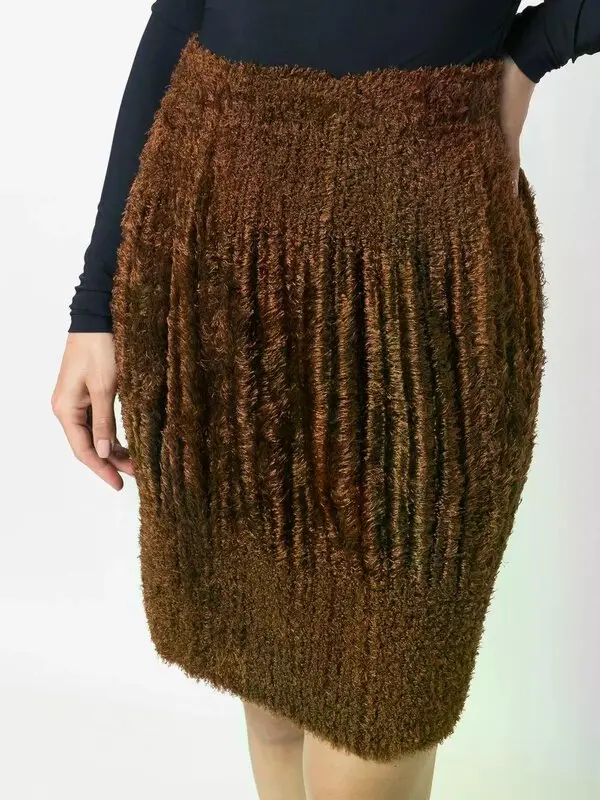 Issey Miyake 2000s Brushed-effect Pleated Skirt