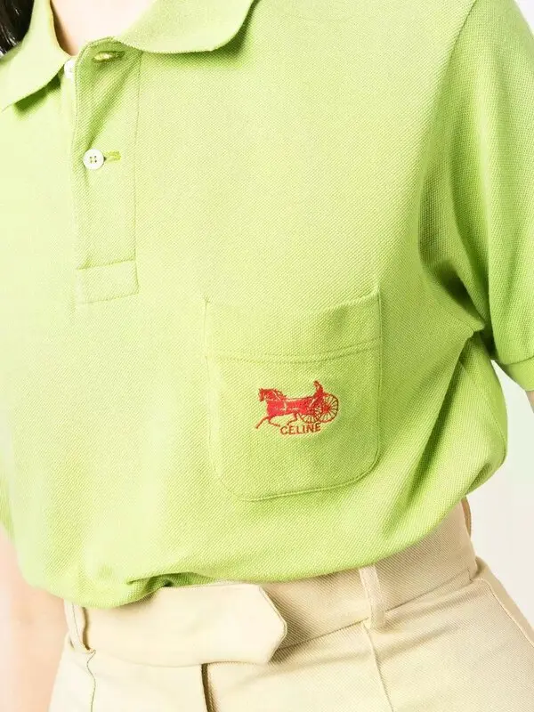 Celine 1990s Logo Embroidered Polo Shirt