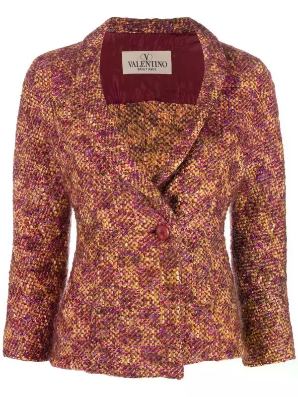 Valentino Garavani 1990s Woven Bouclé Jacket - Purple