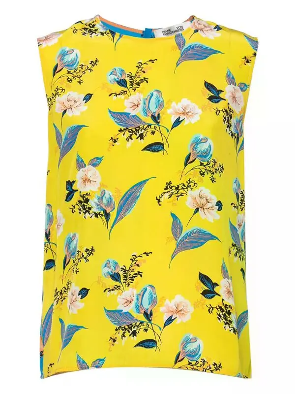 Diane Von Furstenberg Vintage Floral-print Sleeveless Top - Yellow