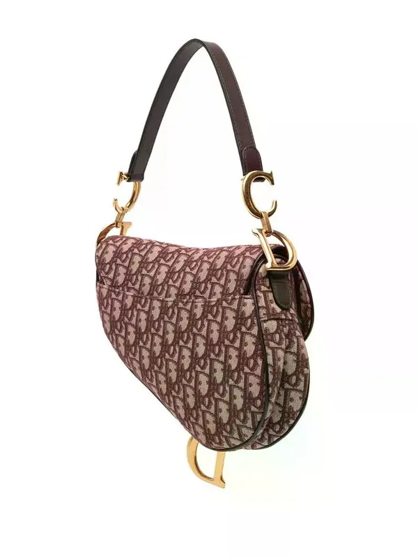 Dior 2018 Oblique Canvas Saddle Bag - Red