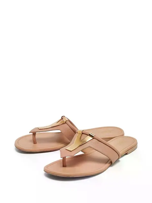 Saint Laurent Leather Y Motif Thong Flats