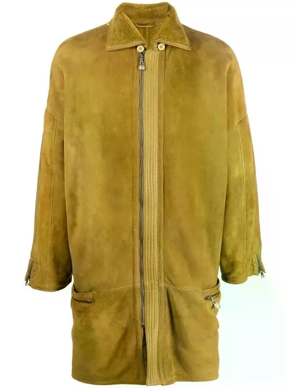 Versace 1980s Zip-up Shearling Coat