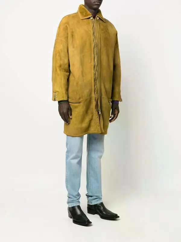Versace 1980s Zip-up Shearling Coat
