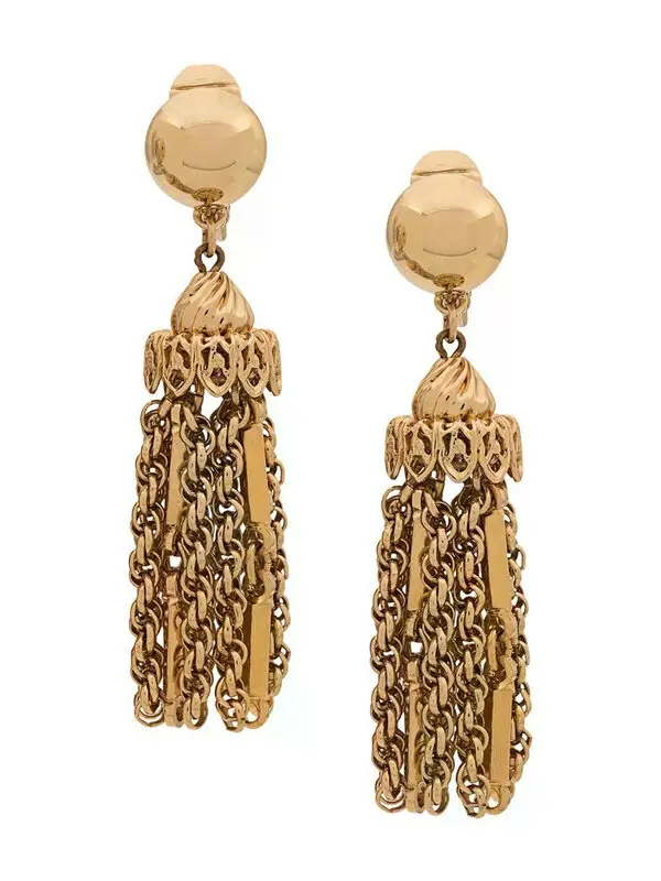 MONET 1970s Tassel Clip On Earrings - Gold