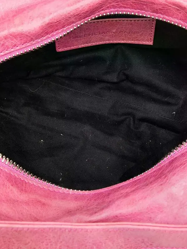 Balenciaga Lambskin And Satin Floral Print Motocross Giant 21 Brief Satchel - Pink
