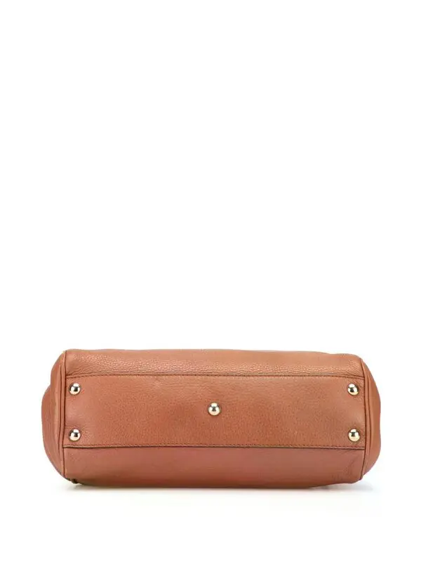 Gucci Small Calfskin Bamboo Shopper Satchel - Brown