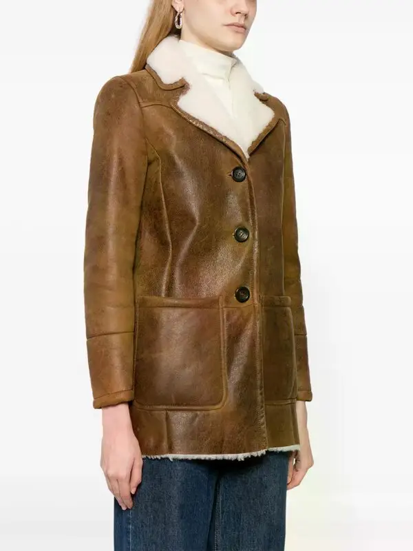 Prada Button-front Shearling Jacket
