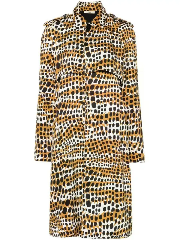 Celine 2000s Graphic-print Silk Trench Coat