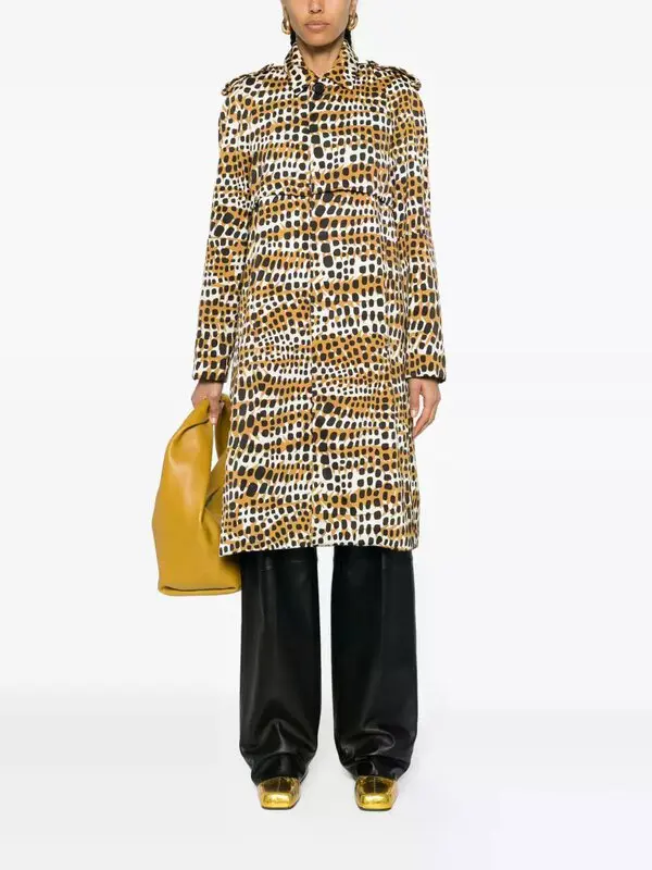 Celine 2000s Graphic-print Silk Trench Coat