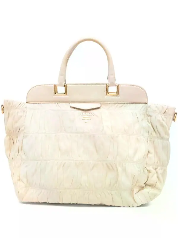 Prada 2010s Gaufre Ruched Tote Bag