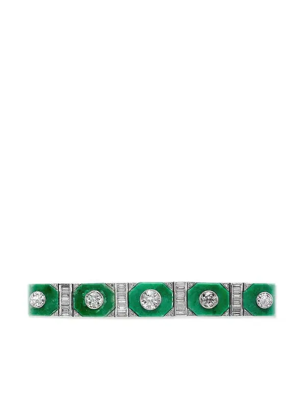 PRAGNELL Platinum, Jadeite, And Diamond Bracelet - Green