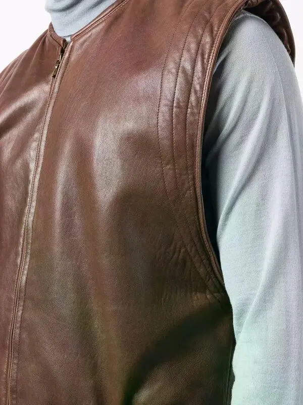 Versace 1980s Quilted Leather Belted Waistcoat