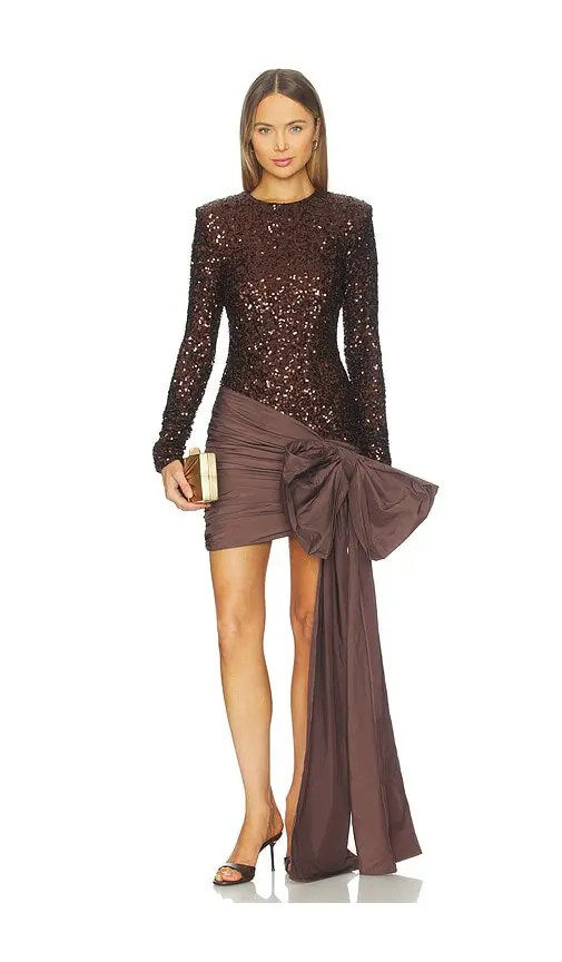 ROTATE BY BIRGER CHRISTENSEN Sequined Mini Dress With Bow Detail
