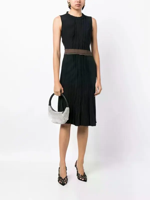 Prada Pleated Sleeveless Silk Dress