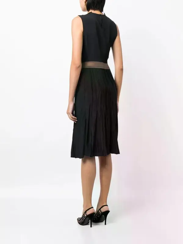 Prada Pleated Sleeveless Silk Dress