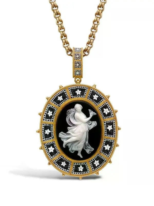 PRAGNELL 18kt Yellow Victorian Black Onyx Cameo Pendant - Gold