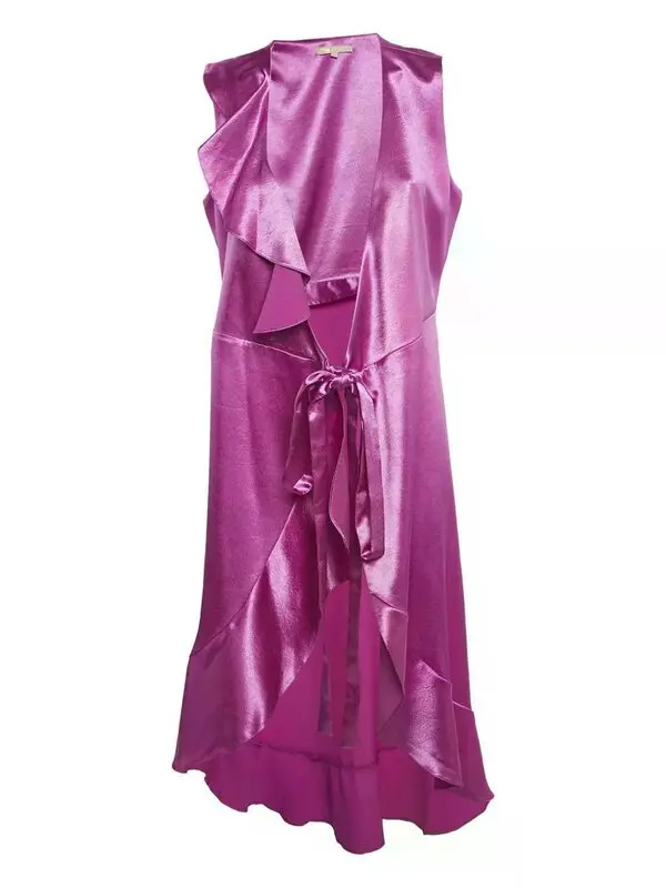 Maje Satin Ruffled Wrap Dress