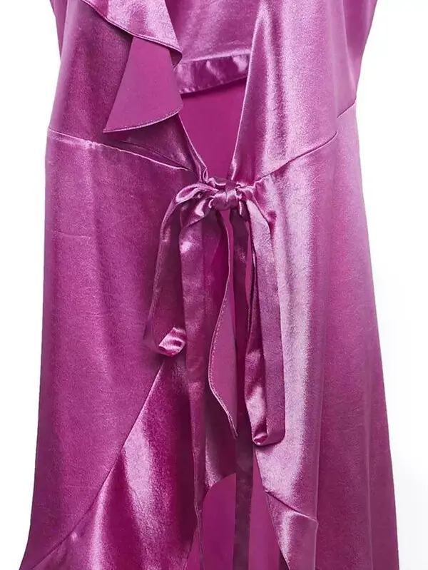 Maje Satin Ruffled Wrap Dress