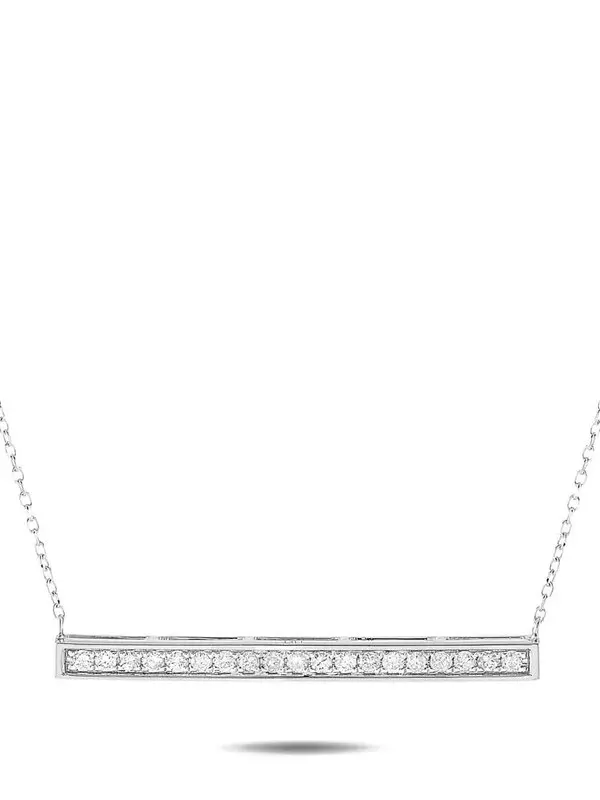 LB EXCLUSIVE 14kt White Gold Bar Diamond Necklace - Silver