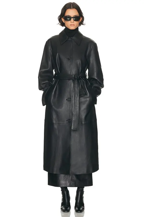 TOTEME Belted Leather Coat