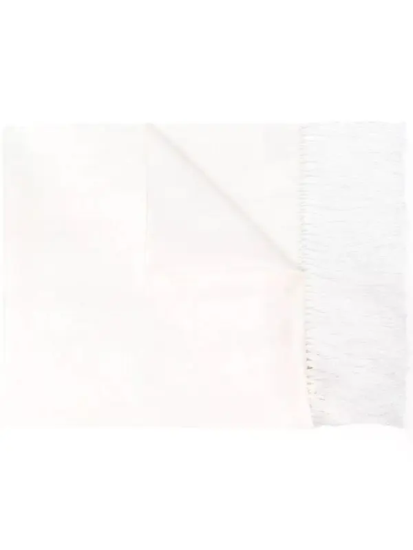 Saint Laurent 1990s Fringed Silk Scarf - White