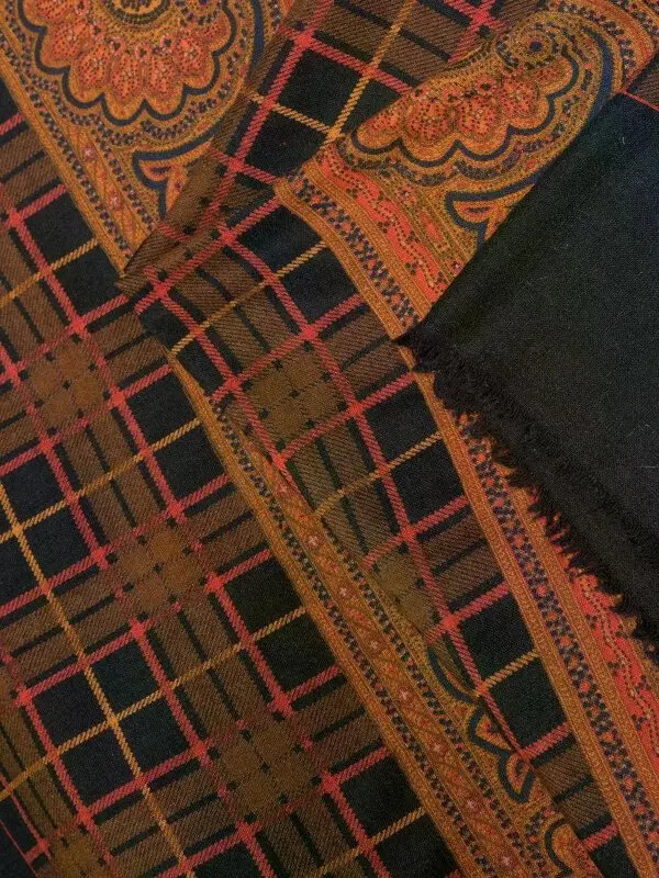 Saint Laurent 1970s Paisley Checkered Scarf