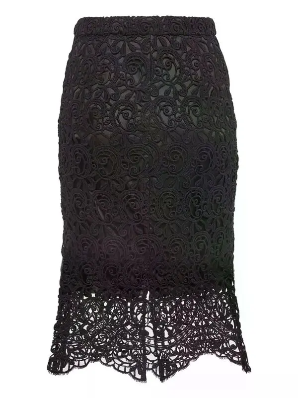 Burberry Embroidered Pencil Skirt - Black
